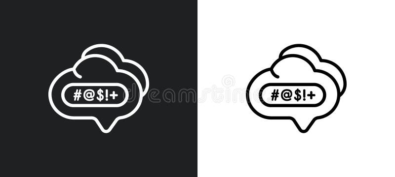 Swearing Outline Icon in White and Black Colors. Swearing Flat Vector ...