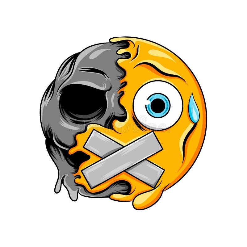 A Sweat Drop Face Expression with Closed Mouth Changes To Dark Scary ...