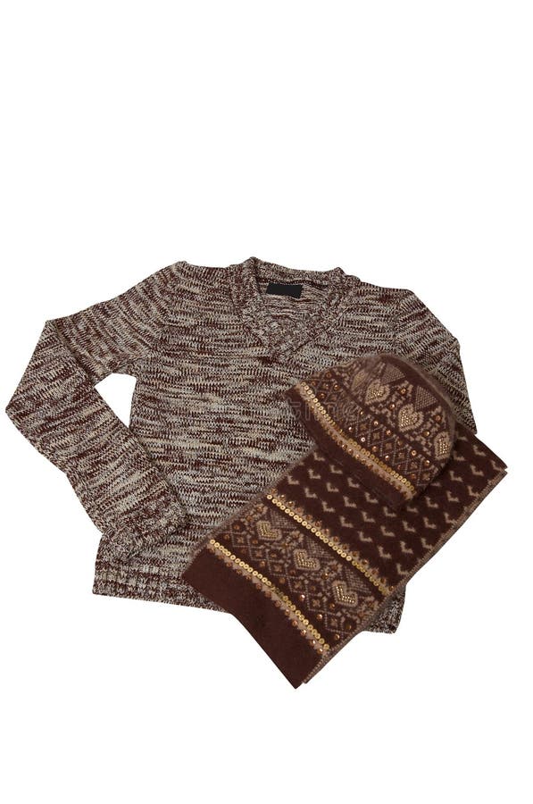 Sweater,cap and scarf. stock image. Image of clothing - 7374399