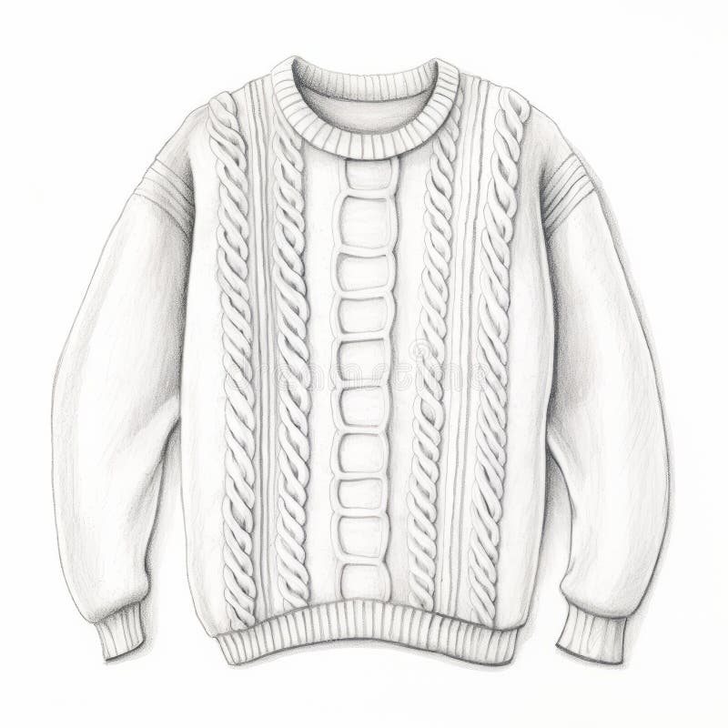 Detailed Shading Illustration of White Cable Sweater Stock Photo ...