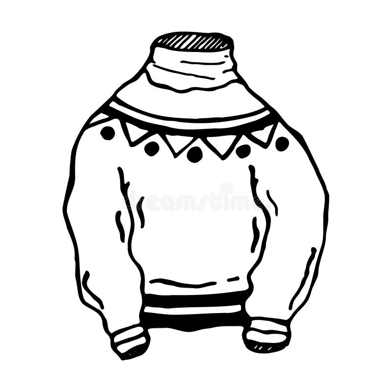 Sweater Hand Drawn Vector Doodle Illustration. Cartoon Warm Pullover ...