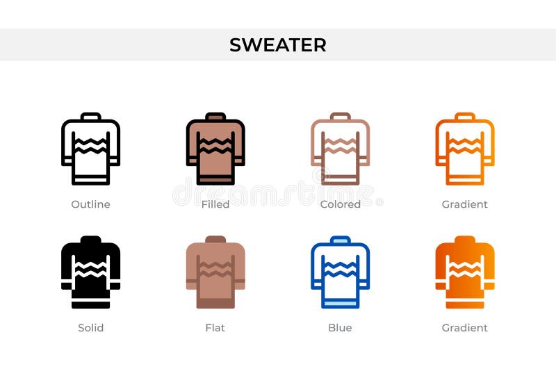 Sweater Icon in Different Style. Sweater Vector Icons Designed in Outline, Solid, Colored ...