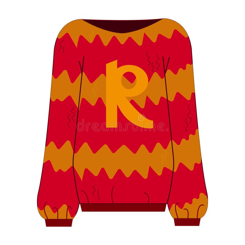 Sweater with a Letter R. Vector in Cartoon Style Stock Vector ...