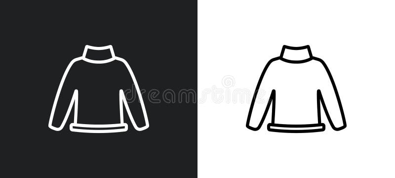 Sweater Outline Icon in White and Black Colors. Sweater Flat Vector ...