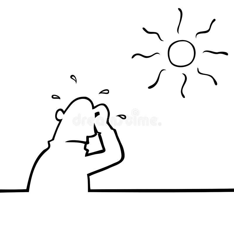 Sweating Man in Hot Weather Stock Vector - Illustration of heat ...
