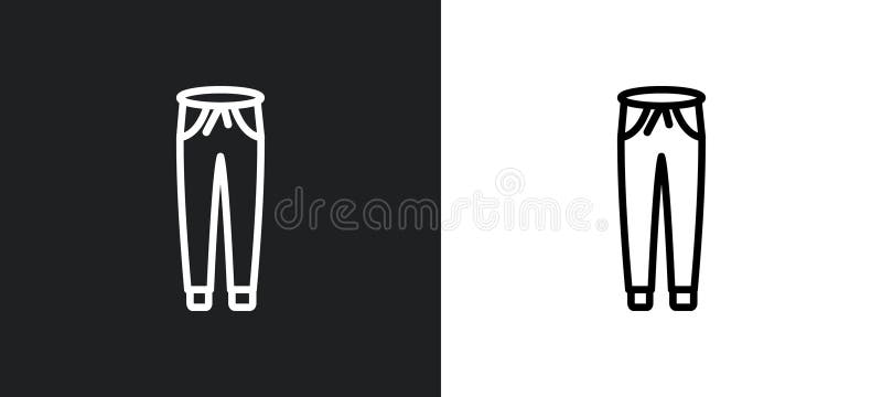 Sweatpants Outline Icon in White and Black Colors. Sweatpants Flat ...
