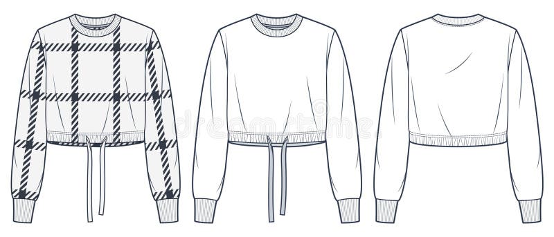 Sweatshirt Technical Fashion Illustration, Check Pattern Design ...