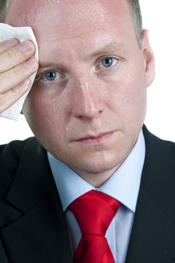 Sweaty Businessman Wiping Forehead Stock Image - Image of frizzle ...