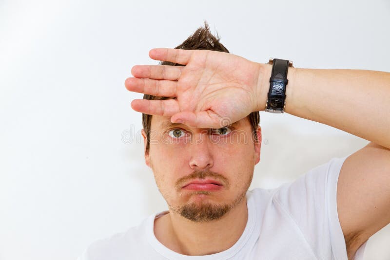 Sweaty man stock photo. Image of stress, summer, camera - 19649040