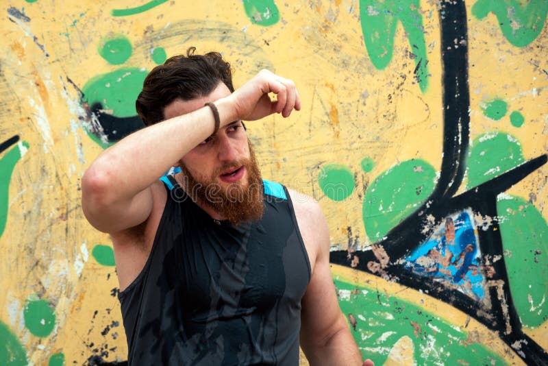 Sweaty Runner after Workout Stock Photo - Image of male, portrait ...