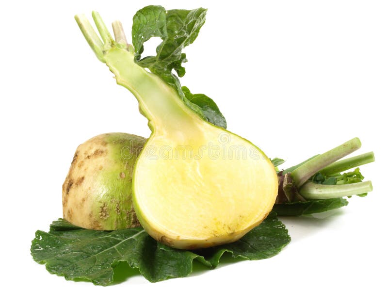 Swede with Leaves on White Background - Isolated Stock Image - Image of ...