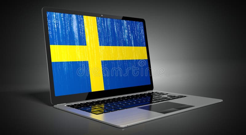 Sweden - Country Flag and Binary Code on Laptop Screen Stock ...