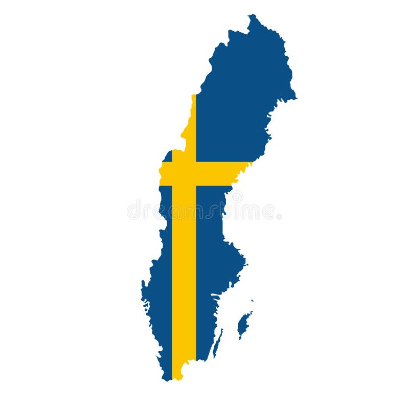 Sweden Country Flag on Country Outline Stock Vector - Illustration of ...