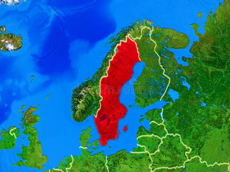 Sweden on Earth with Borders Stock Image - Image of international ...