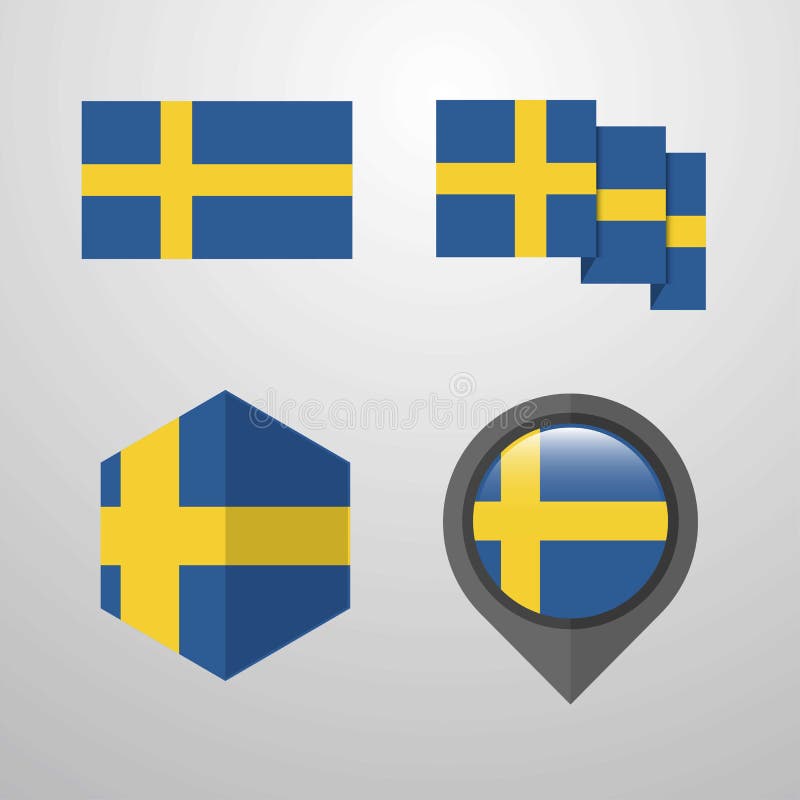 Sweden Flag Design Set Vector Stock Vector - Illustration of label ...