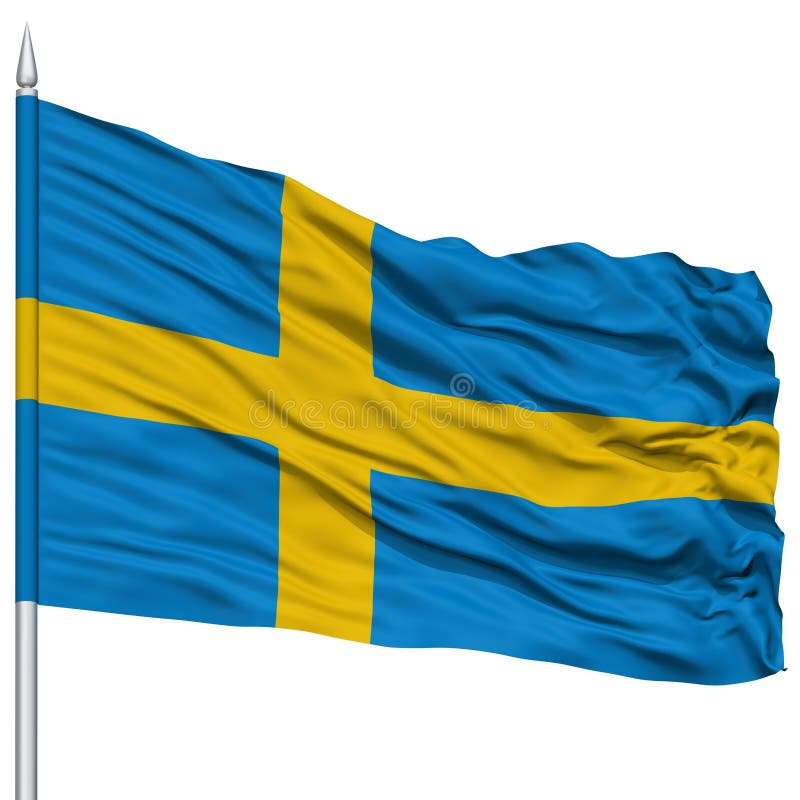 Sweden Flag on Flagpole stock photo. Image of emblem - 91178156