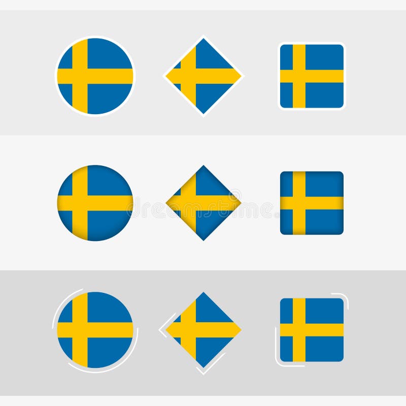 Sweden Flag Icons Set, Vector Flag of Sweden Stock Vector ...