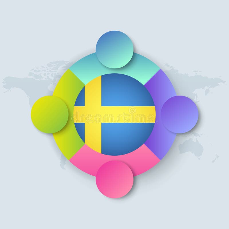 Sweden Flag with Infographic Design Isolated on World Map Stock Vector ...