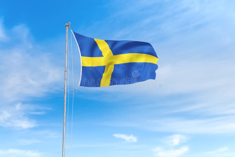 Sweden Flag Over Blue Sky Background Stock Illustration - Illustration ...