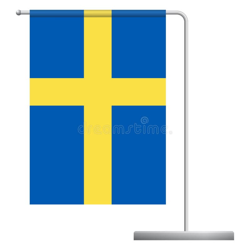 Sweden flag on pole icon stock illustration. Illustration of sign ...