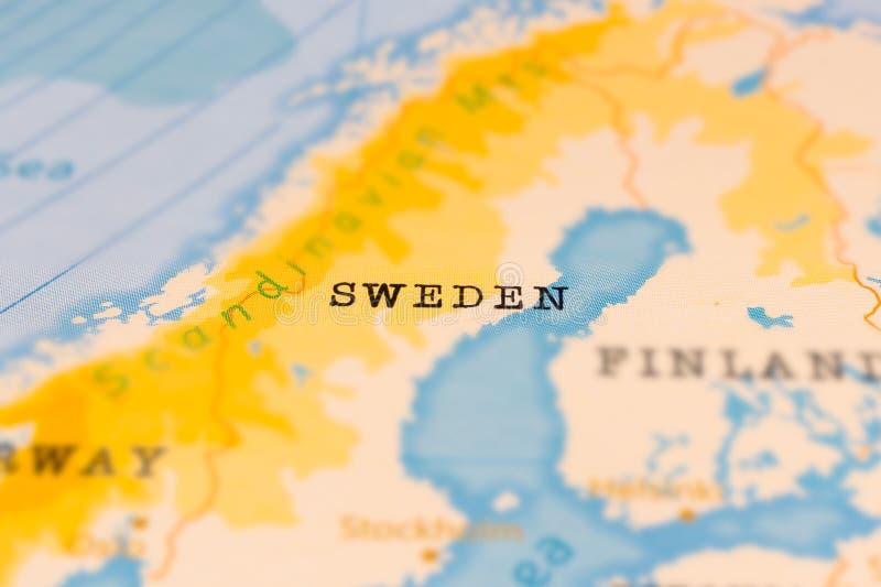 Sweden in Focus on a Tilted World Map. Stock Illustration ...