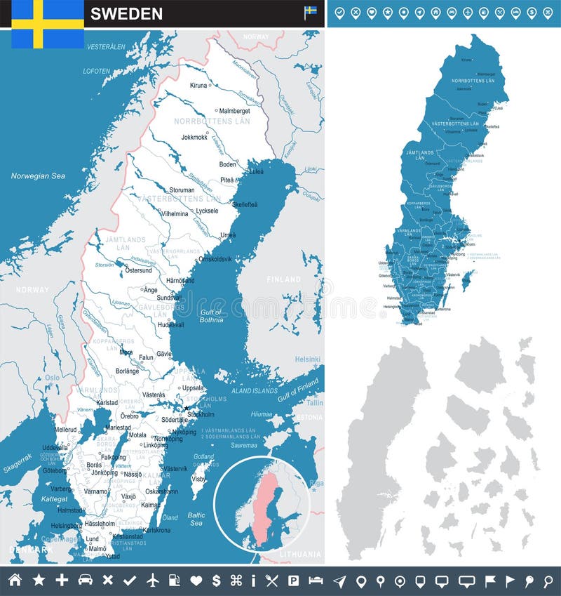 Sweden - Infographic Map and Flag Illustration Stock Illustration ...