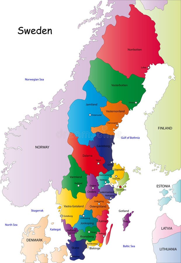 Sweden map stock vector. Illustration of atlas, north - 6301494