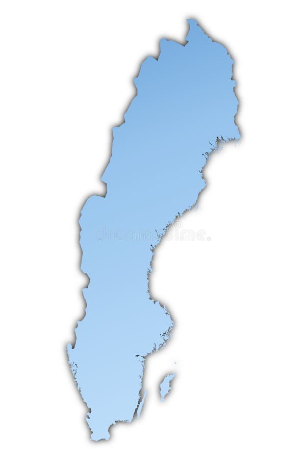 Sweden Outline Map with Shadow Stock Illustration - Illustration of ...