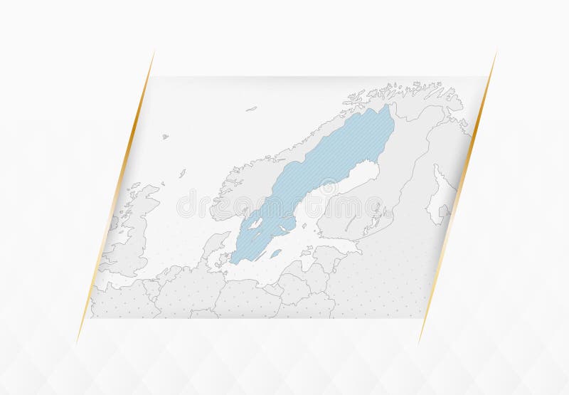 Sweden Map in Blue with Gold Framed Accents. Modern Vector Map of ...
