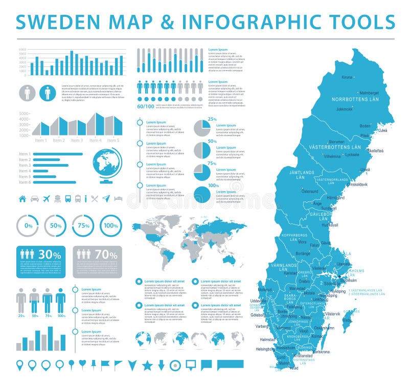 Sweden Map - Info Graphic Vector Illustration Stock Illustration ...