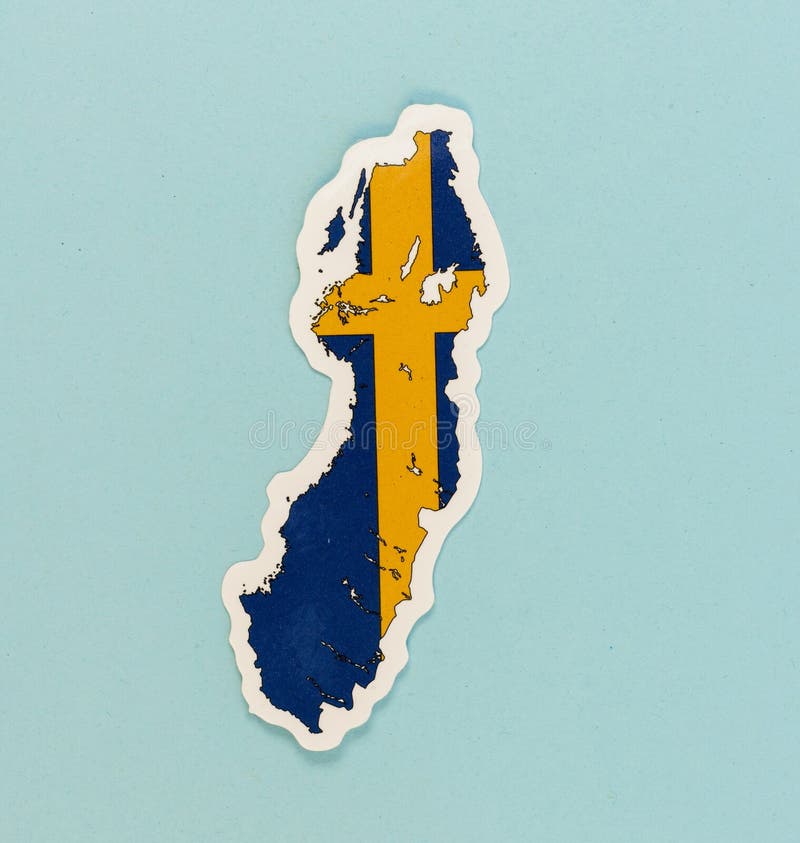 Sweden Map with Flag Colors on Light Blue Background Stock Image ...