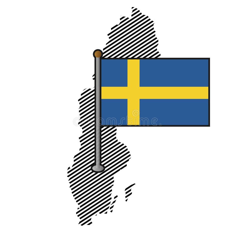 Sweden Map with Flag. Vector Stock Illustration - Illustration of icon ...