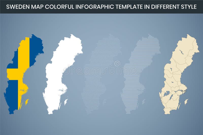 Sweden Map Illustration Colorful Infographic Template Stock Vector ...