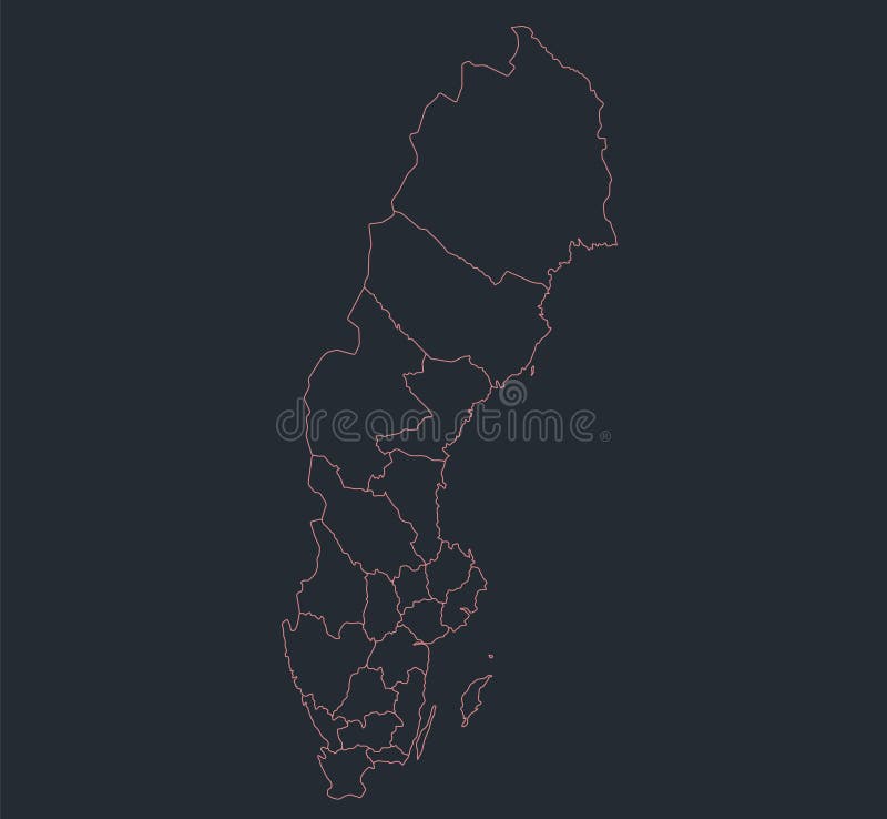 Blank Map Sweden. High Quality Map of Sweden with Provinces on ...