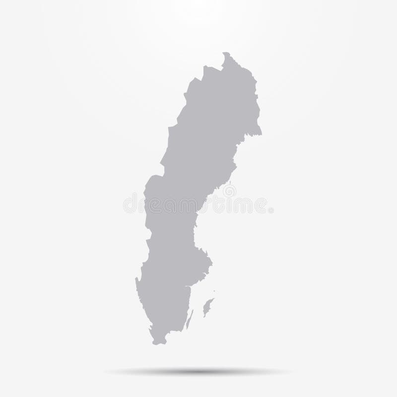 Sweden Map with Shadow Isolated Stock Illustration - Illustration of ...