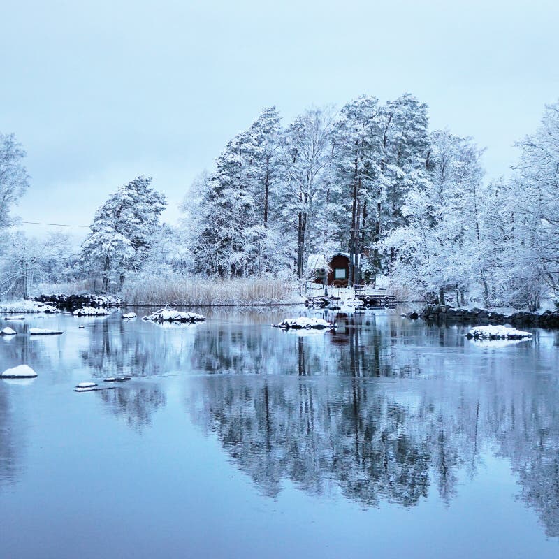 Sweden stock image. Image of nature, snow, morning, water - 95716327