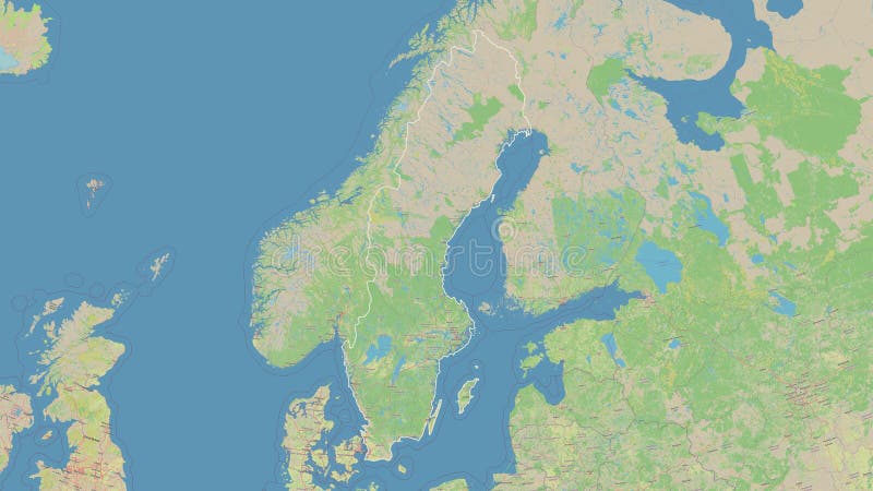 Sweden Outlined. Topo Standard Stock Illustration - Illustration of ...