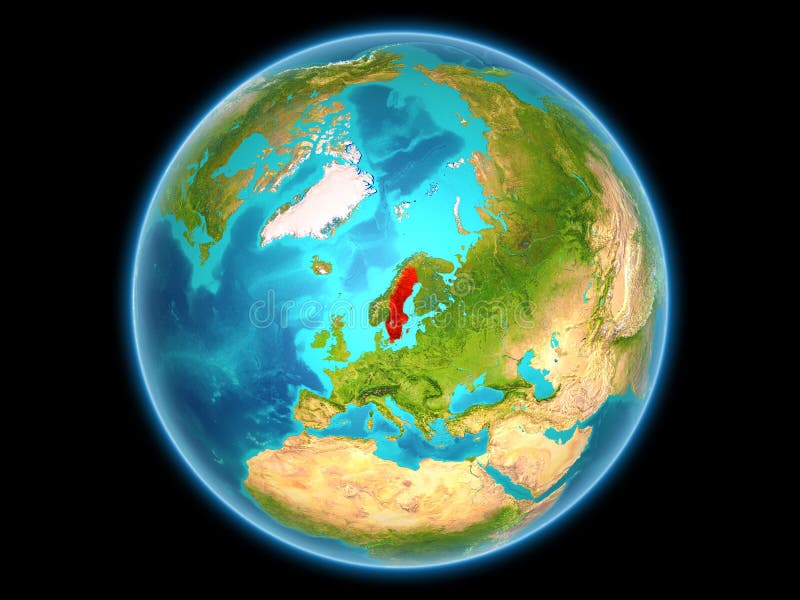 Sweden on planet Earth stock illustration. Illustration of earth ...