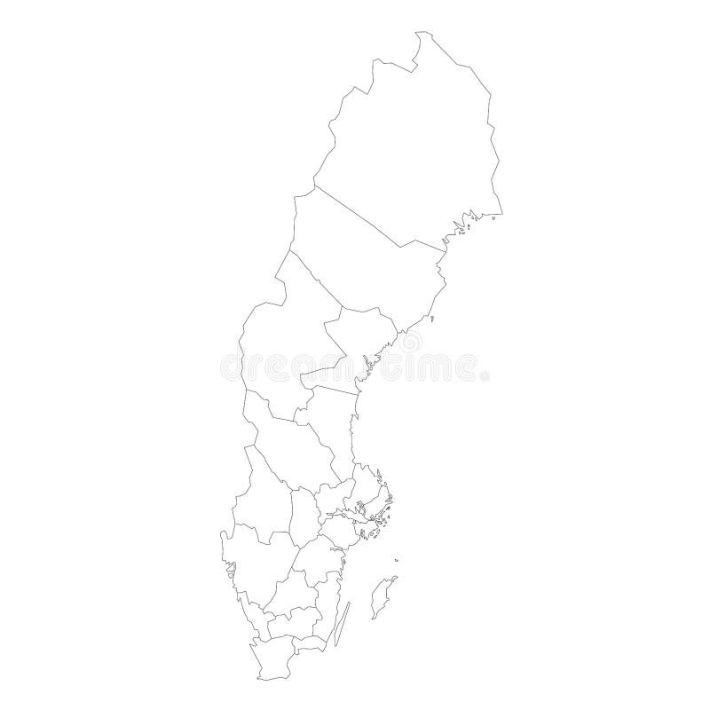 Sweden Political Map of Administrative Divisions Stock Illustration ...