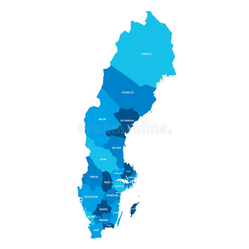 Sweden Political Map of Administrative Divisions Stock Vector ...