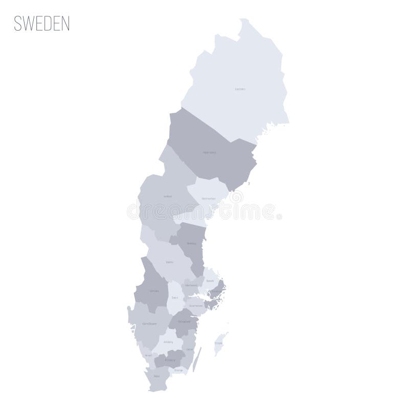 Sweden Political Map of Administrative Divisions Stock Vector ...
