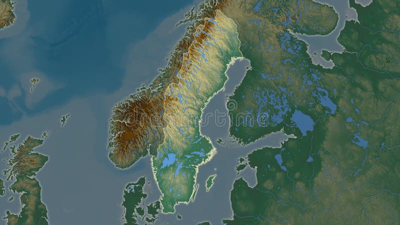 Sweden, relief map stock illustration. Illustration of topography - 5572867