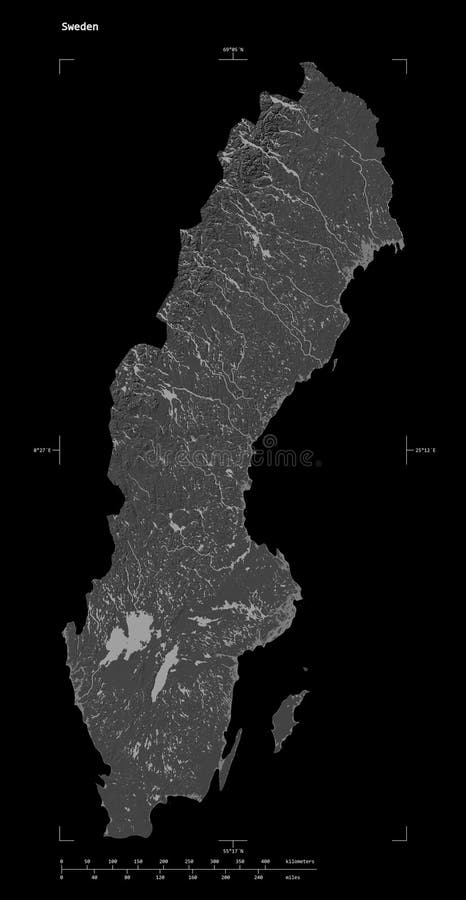 Sweden Shape on Black. Bilevel Stock Illustration - Illustration of ...