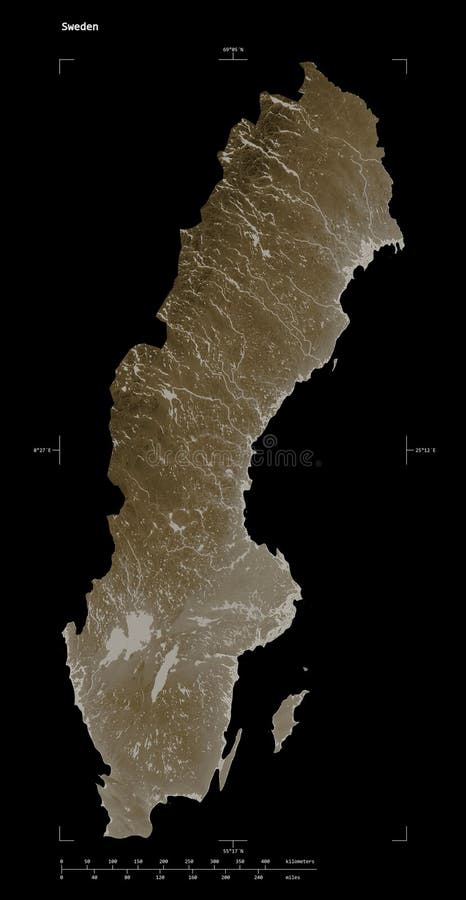 Sweden Shape on Black. Sepia Stock Illustration - Illustration of ...