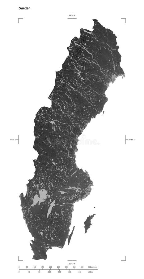 Sweden Shape on White. Grayscale Stock Illustration - Illustration of ...