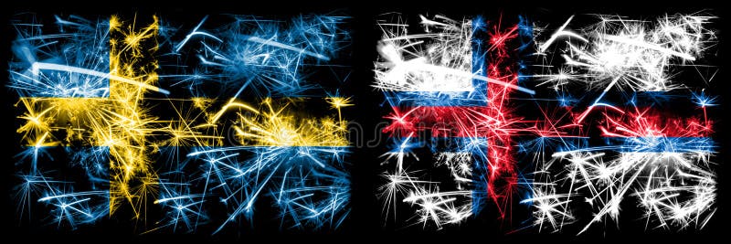 Sweden, Swedish, Faroe Islands Sparkling Fireworks Concept and Idea ...