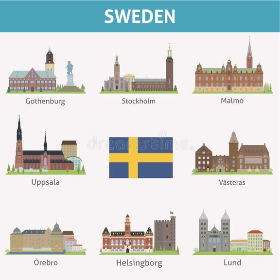 Sweden. Symbols of cities stock vector. Illustration of malmo - 37609407