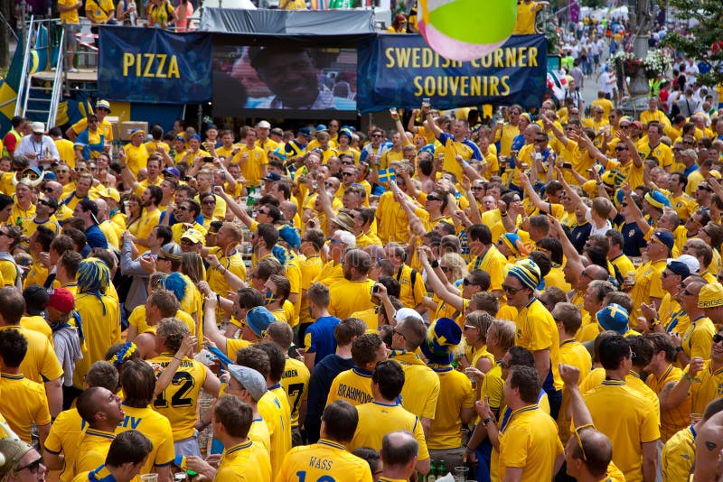Sweden and Ukrainian Fans Arrived Editorial Photography - Image of hymn ...