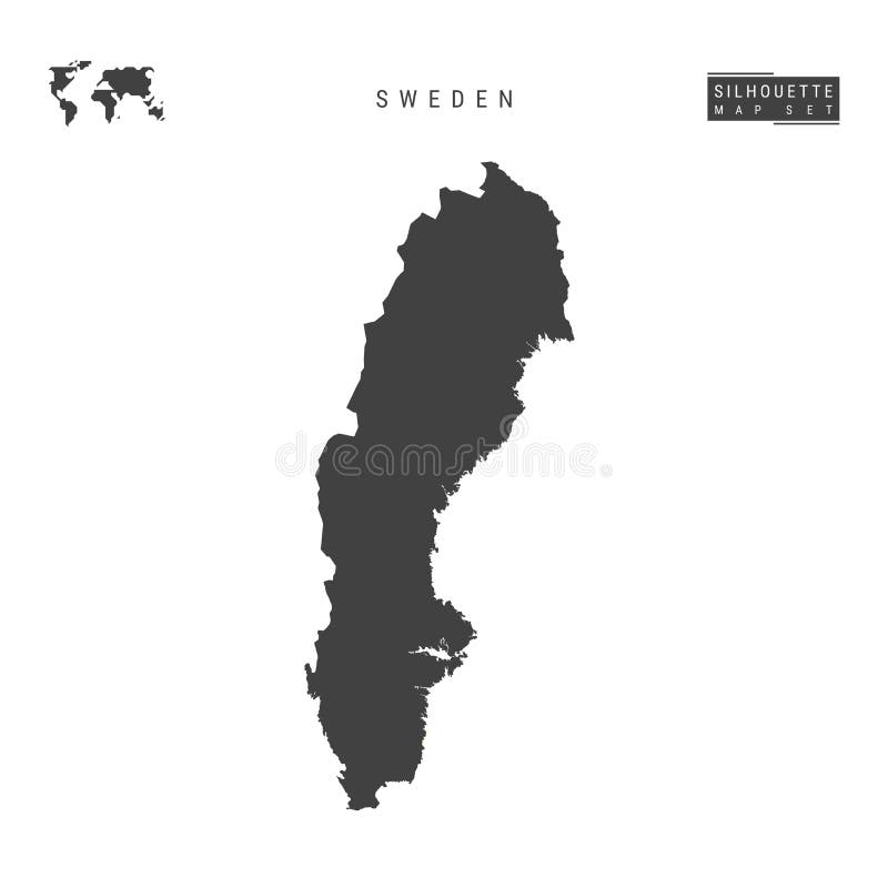 Sweden Vector Map Isolated on White Background. High-Detailed Black ...