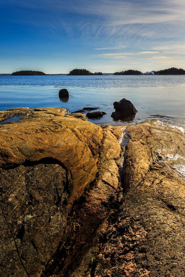 Swedish Archipelago Landscape with Rocks, Ocean and Islets Stock Photo ...